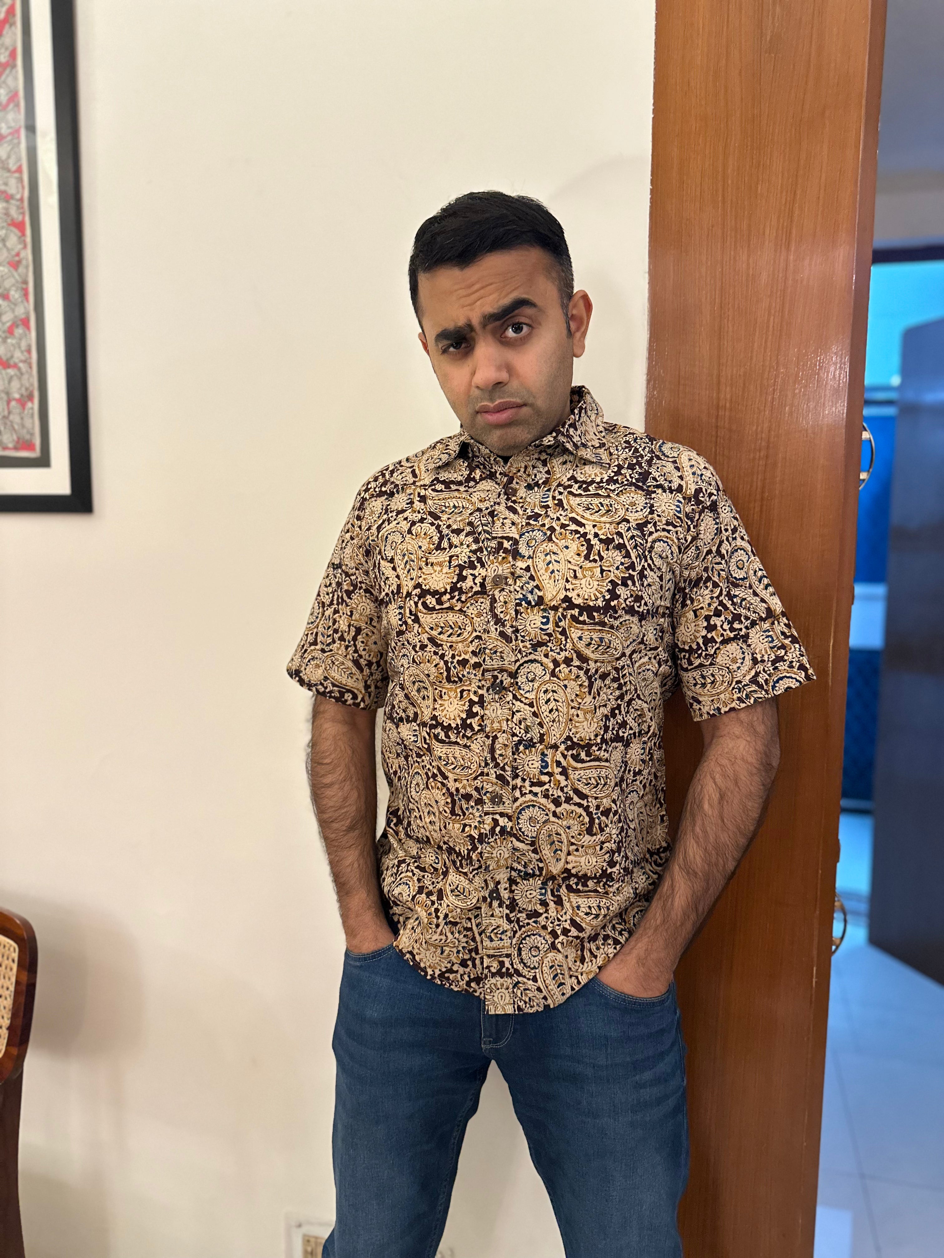 Brown Kalamkari shirt for men – INDIKHOJ